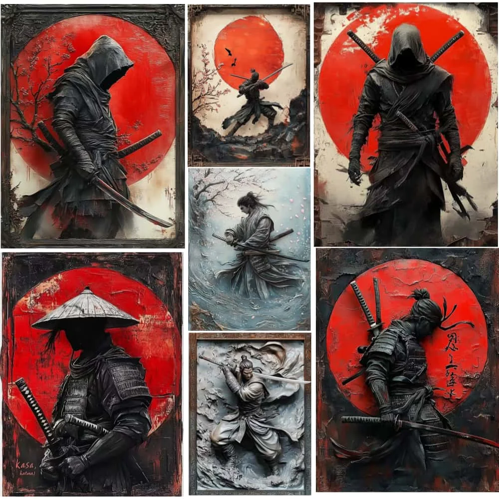 vintage metal japanese ninja samurai wall art plaque sign perfect cafe ...