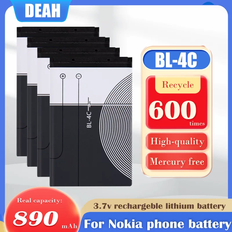 10 100PCS BL4C BL 4C BL 4C 3.7V Rechargeable Lithium Battery For Nokia ...