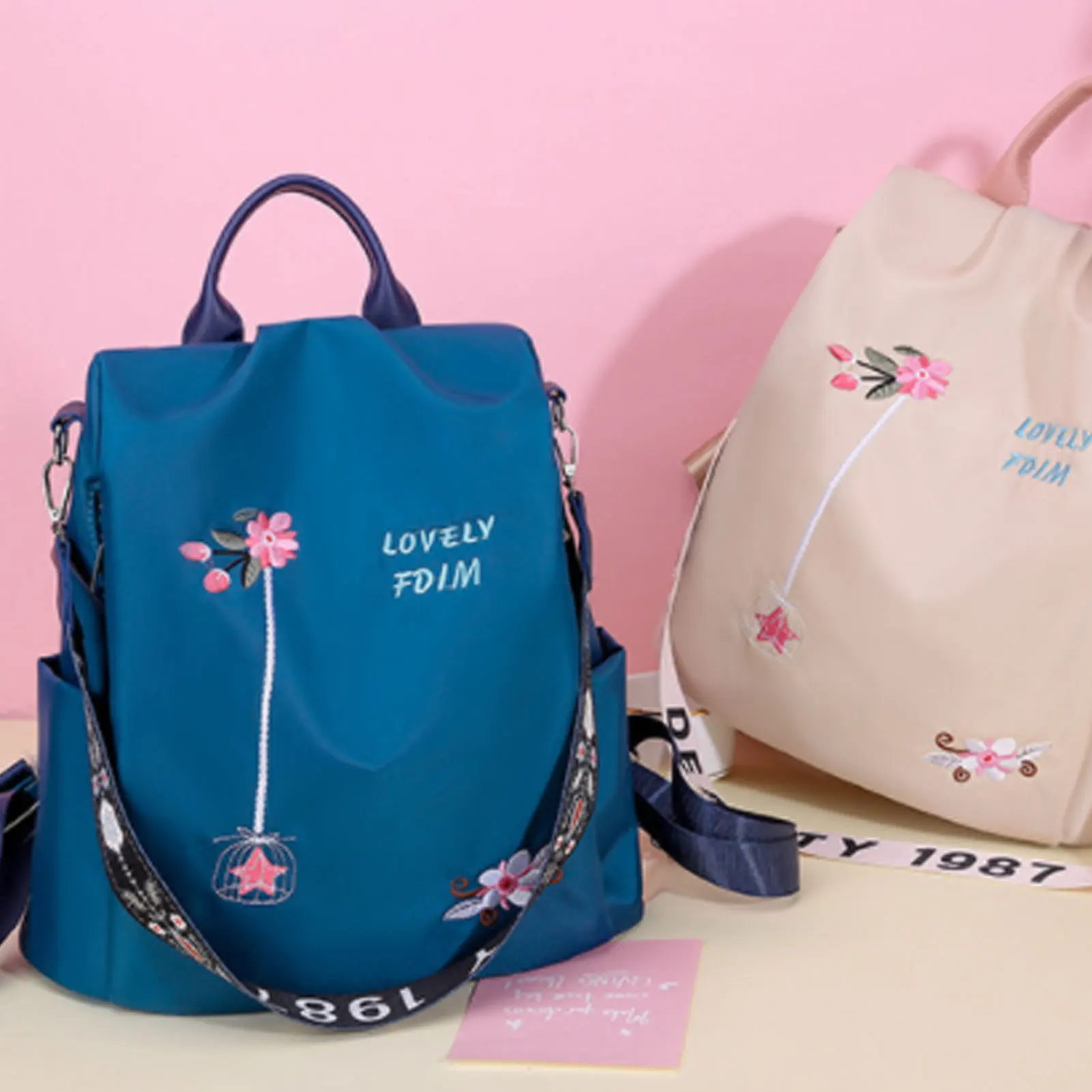 Casual-Oxford-Cloth-Backpack-Flower-Embroidered-Shoulder-School-Book ...