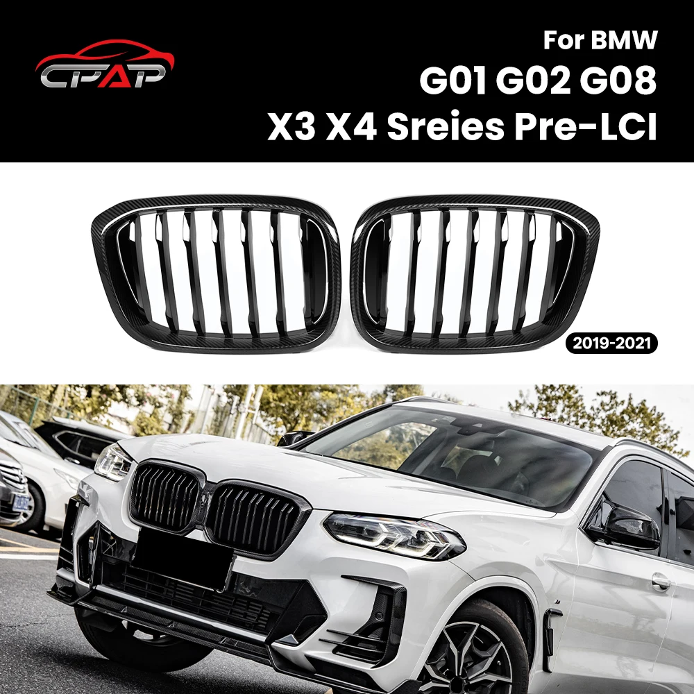 Real Dry Carbon Fiber Front Car Grills Bumper Kidney Hood Grille ...
