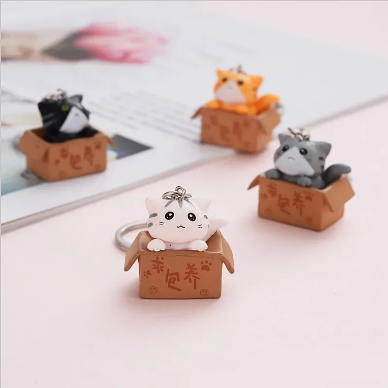 Cat-And-Box-Cute-Cat-Couple-Keychain-Cat-Car-Key-Chain-Ladies-Bag ...