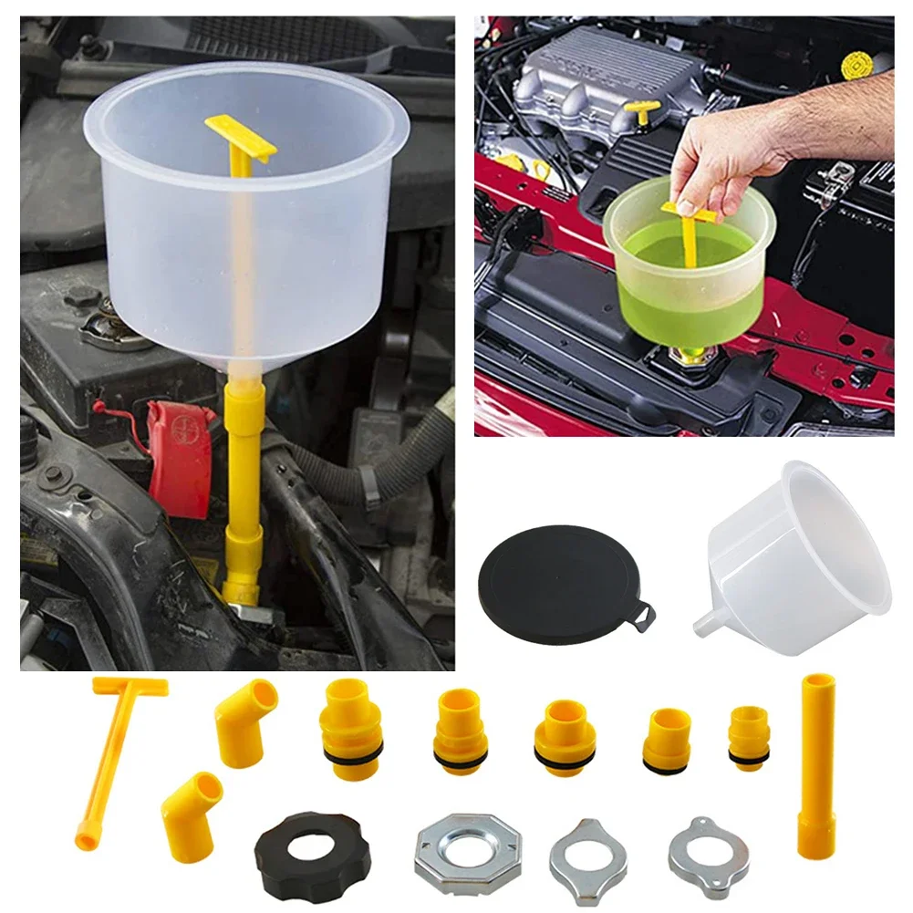 15Pcs-Car-Radiator-Coolant-Filling-Funnel-Kit-Spill-Proof-Cooling ...