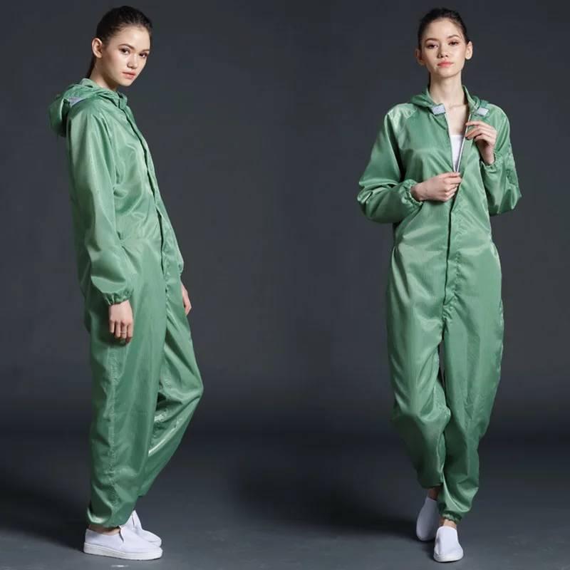 Unisex One piece Coveralls Uniform Clean Clothes Hood Cleanroom ...