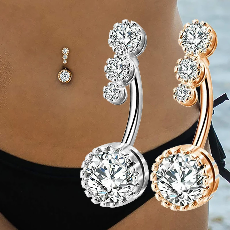 Crystal Belly Button Rings Navel Ring Zircon Drop Dangle Body Belly ...