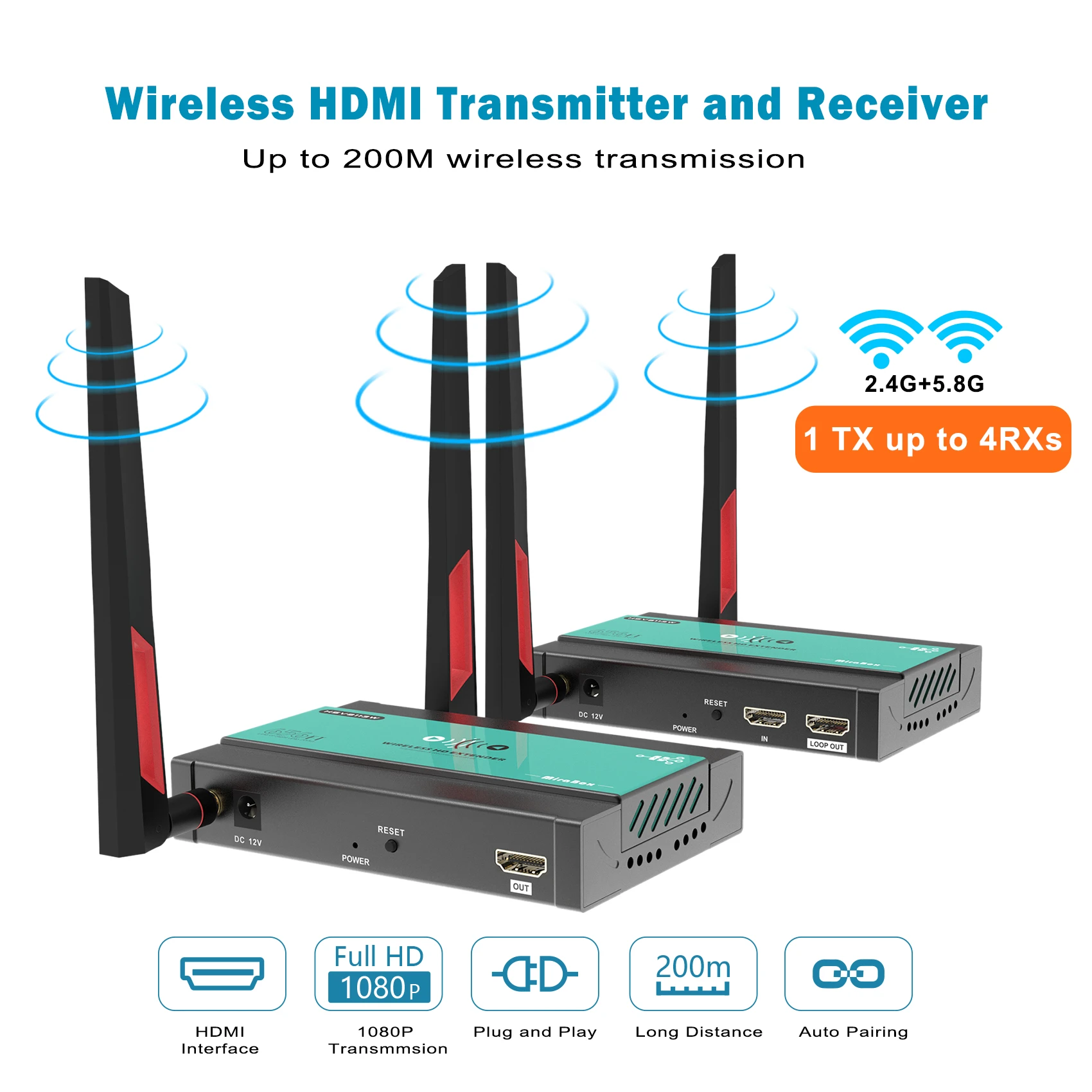 200M Hdmi-compatible Extender Wireless Video Transmission Image ...