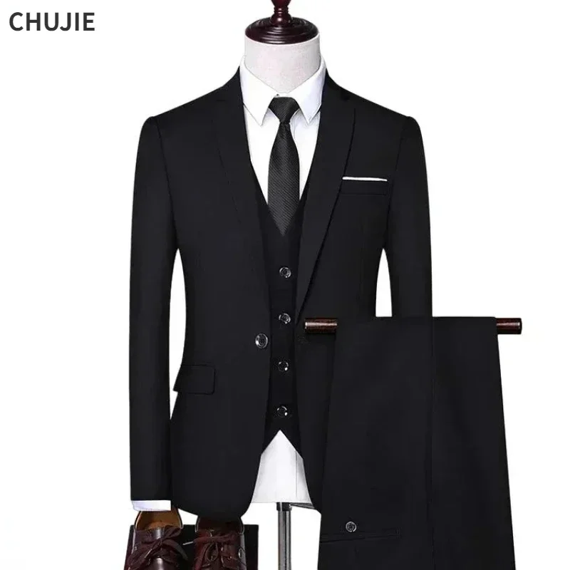 Suit For Men Blazers Set Elegant Wedding 3 Pieces 2024 High Quality ...