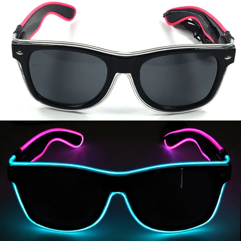 Luminous LED Glasses Colorful LED Light Glasses DJ Sunglasses EL Neon ...