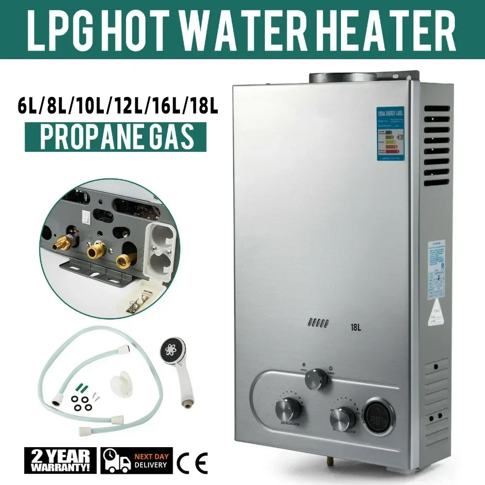 LPG Gas Water Heater 6L/8L Stainless Steel Tankless Propane Gas LPG ...