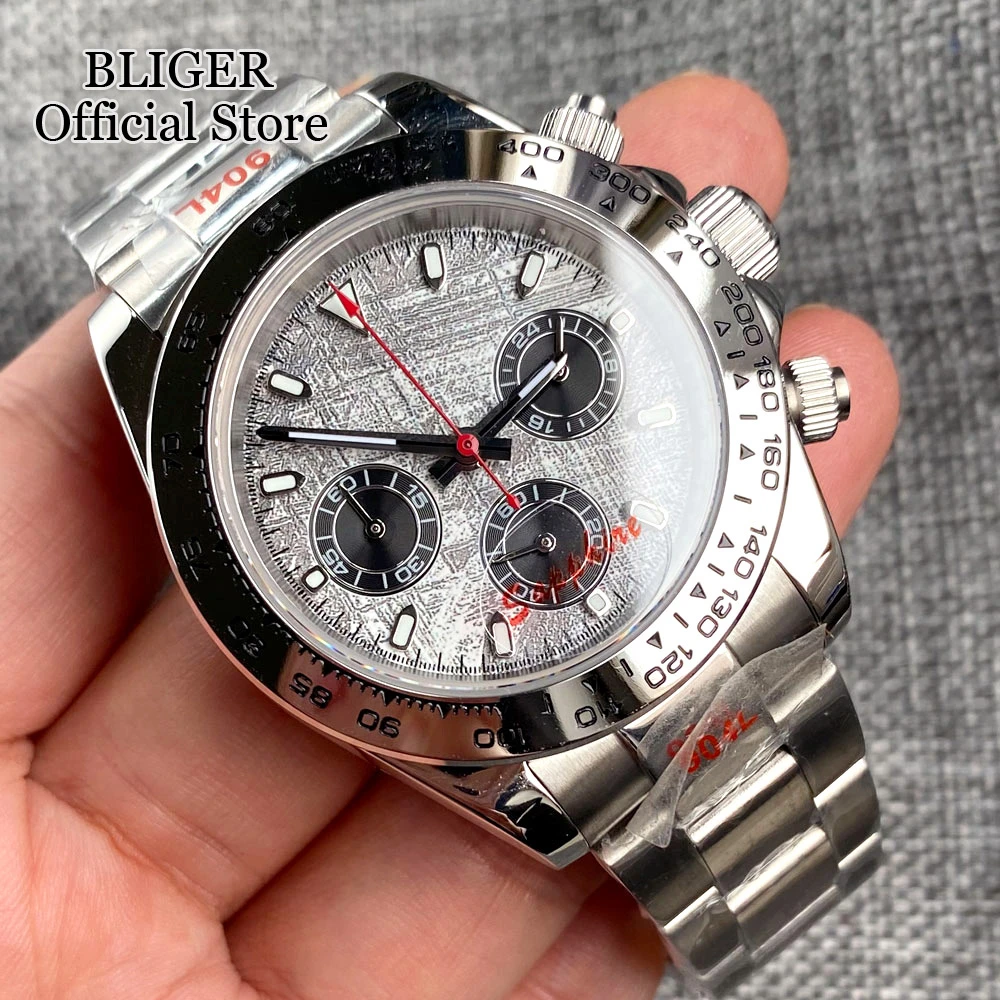 BLIGER Fashion 39mm Quartz Chronograph Business Sapphire Crystal Watch ...