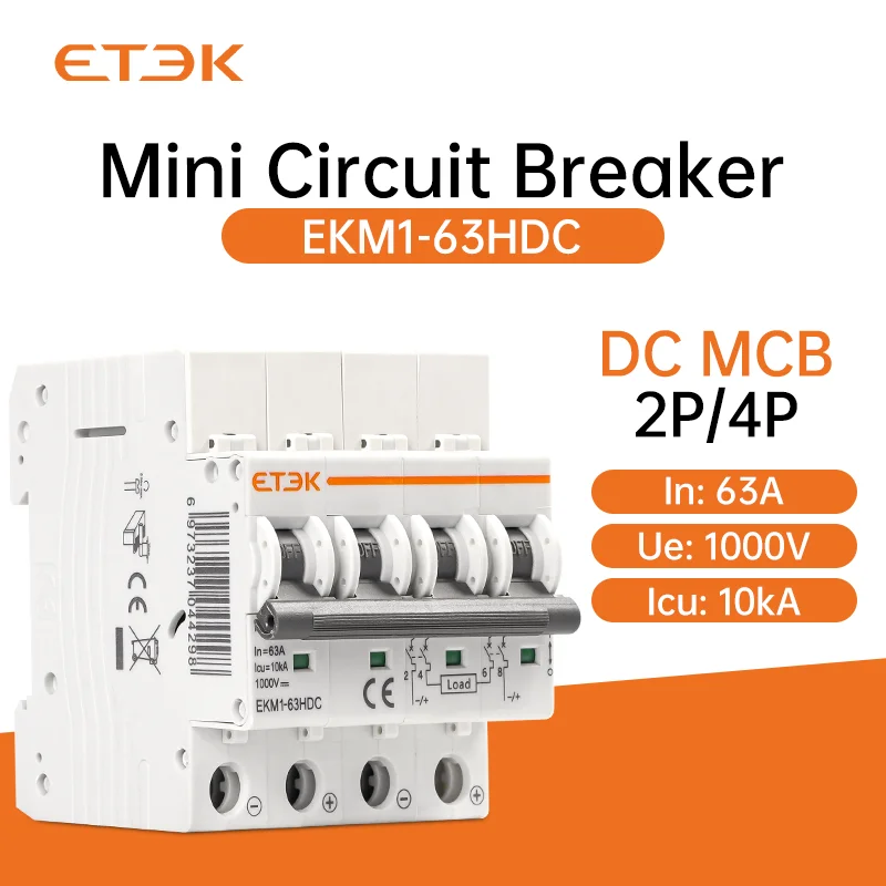 ETEK 4P DC 1000V Solar Mini Circuit Breaker 32A 63A DC MCB for PV ...
