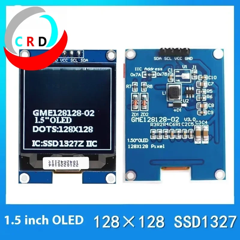 Chanruida 1.5 inch OLED LCD 128x128 small screen SSD1327Z gray scale 4 ...