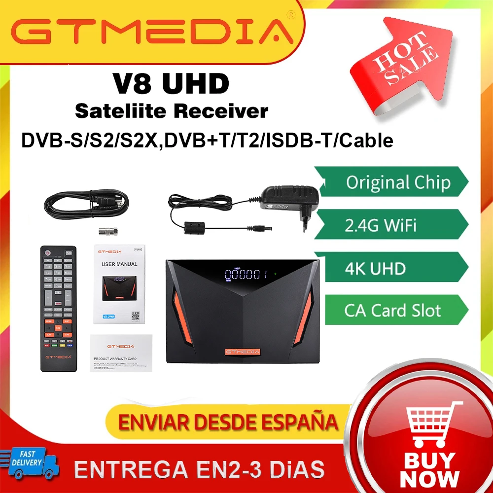 GTmedia receptor de satélite V8 UHD DVB S2, decodificador con WIFI ...