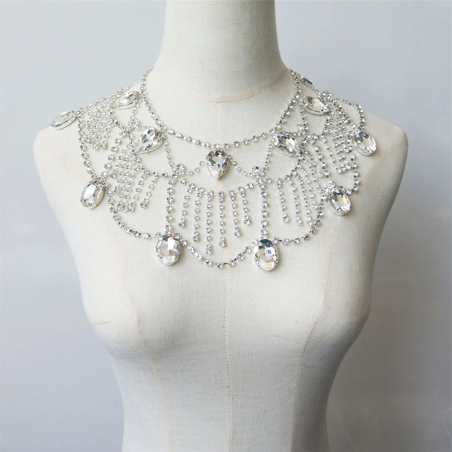 Silver-Luxury-Wave-Crystal-Zirconia-Necklace-Wedding-Banquet-Stage ...