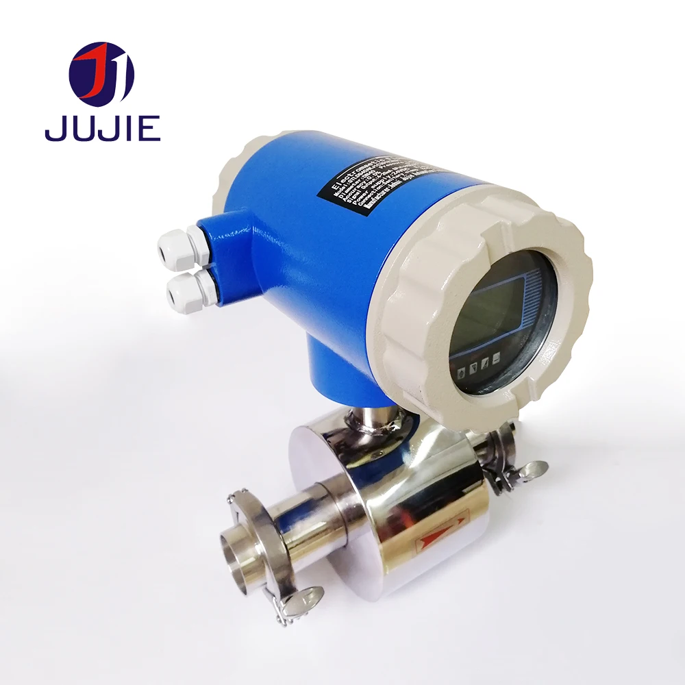Electromagnetic Flow Meter Corrosive Liquid Tri Clamp PTFE Lining Water Milk Liquid Digital ...