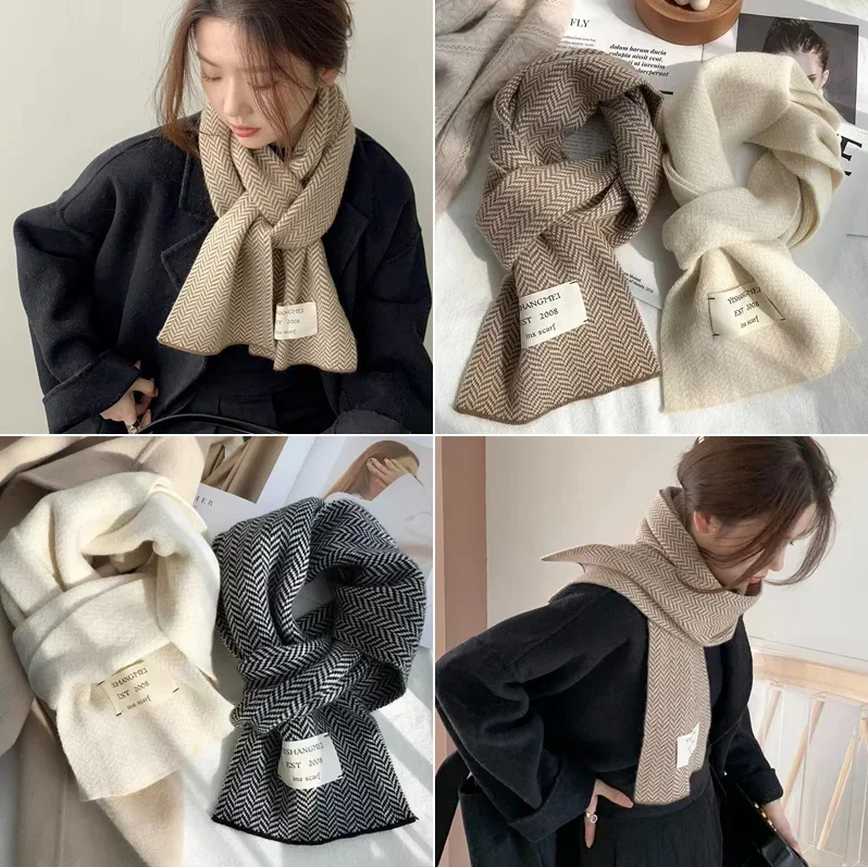 Women-Winter-Scarves-High-Quality-Knitted-Scarf-Korean-Style-White ...