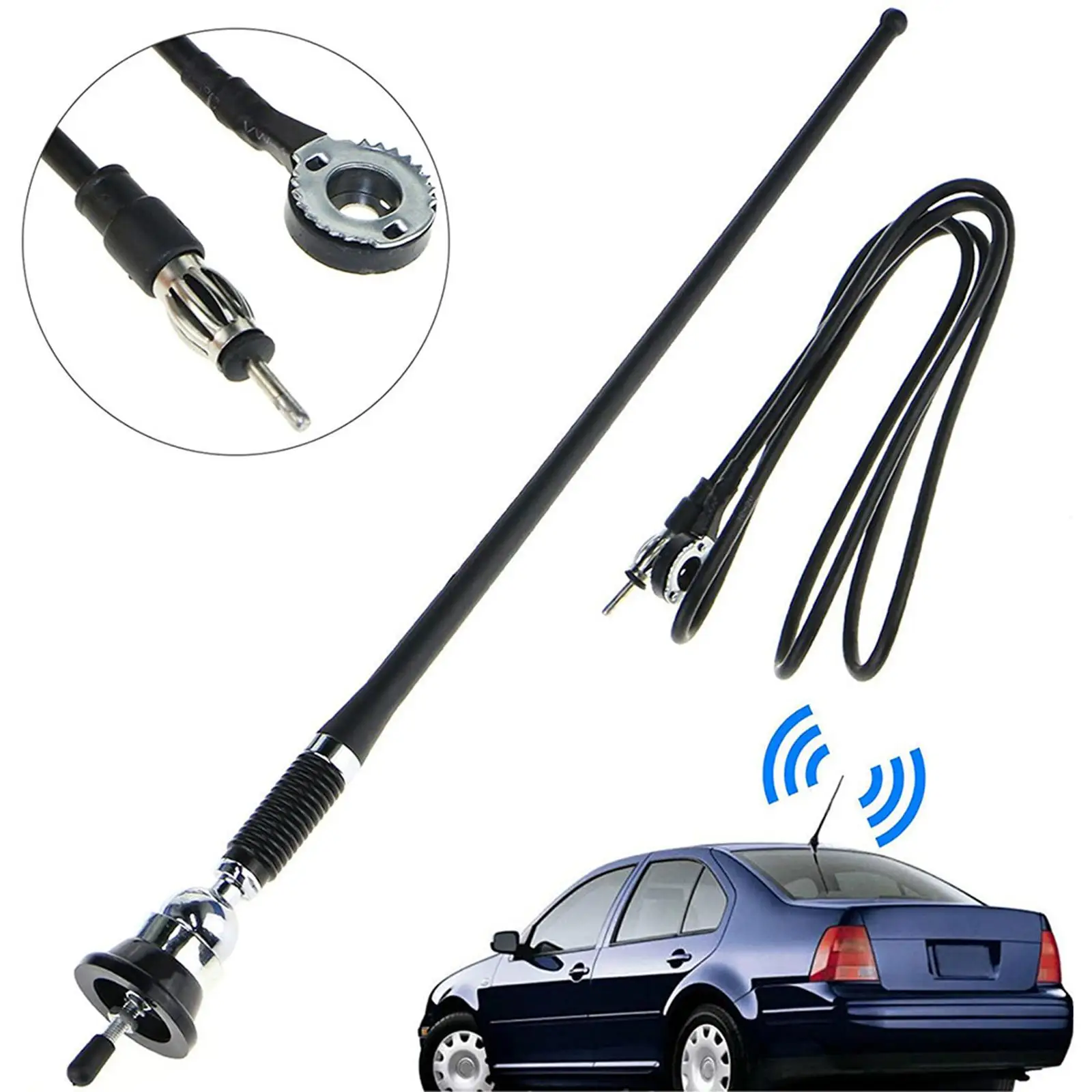 Universal Car Radio Antenna Roof Mast AM 180 Rotation Angle Flexible ...