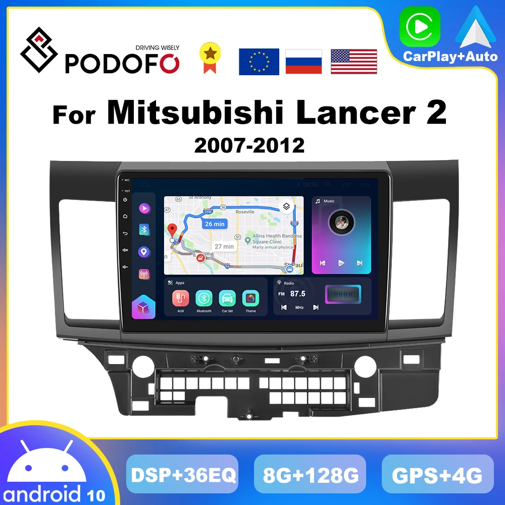 Podofo Carplay Android Car Radio For Mitsubishi Lancer 10 2007-2010 ...