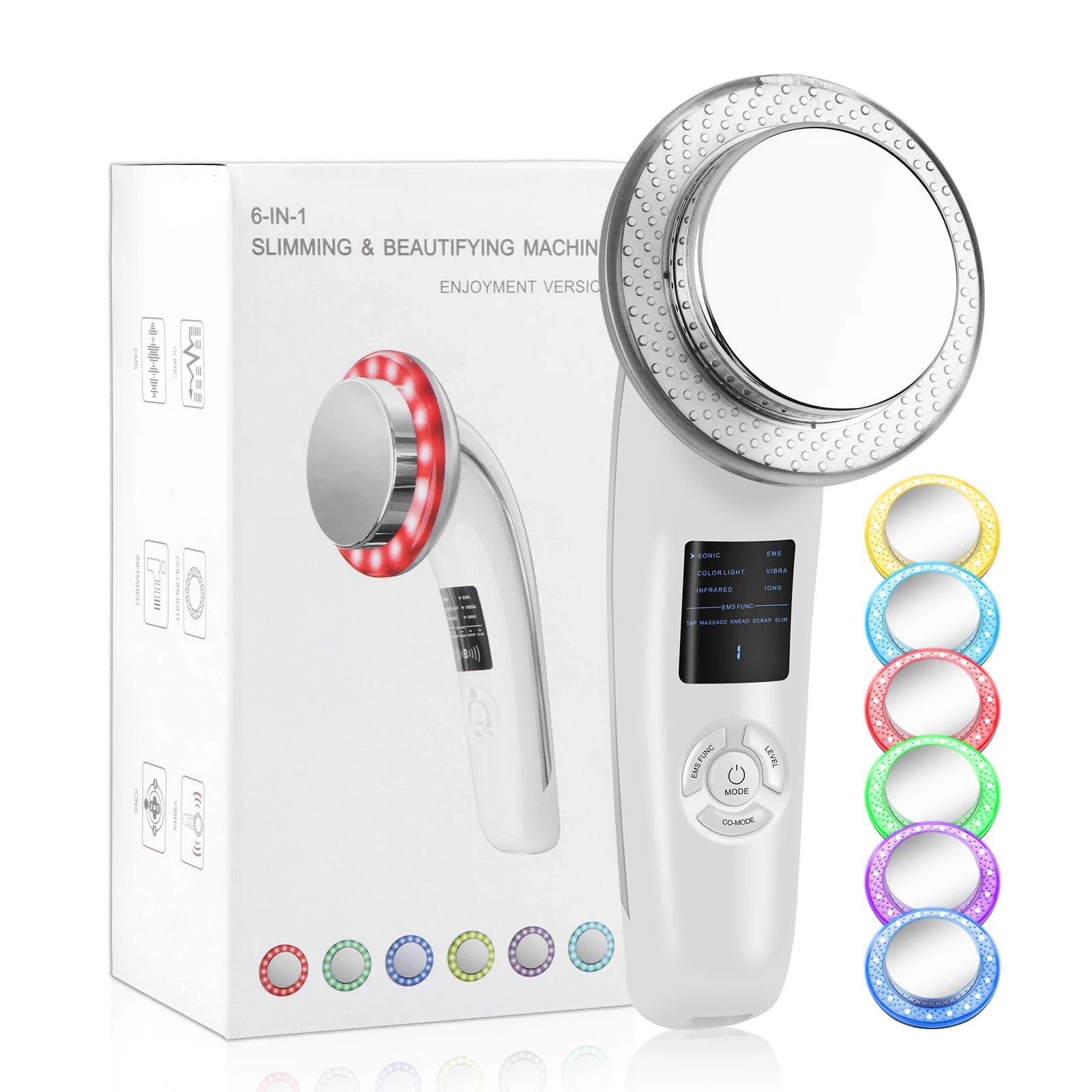 6 IN 1 EMS Ultrasonic Body Massager Slimming RF Infrared 1Mhz ...