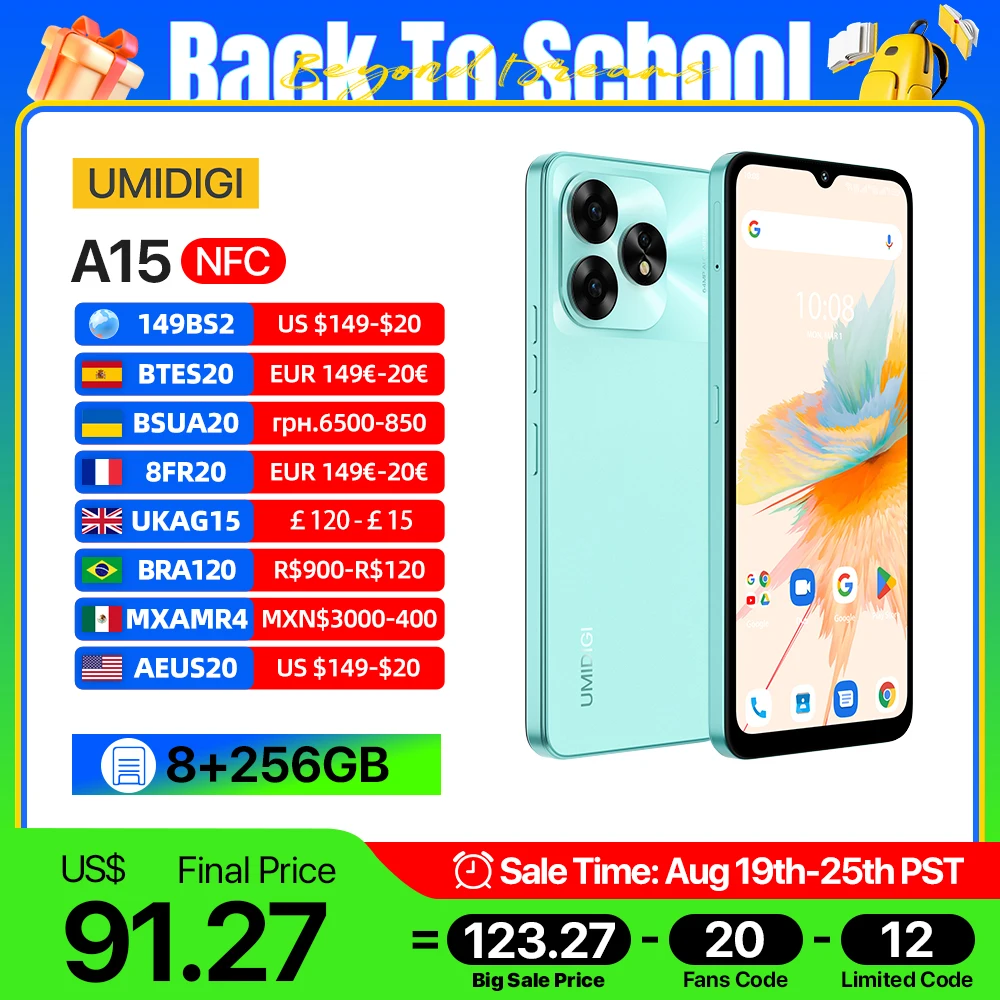 UMIDIGI-A15-A15C-Smartphone-NFC-Android-13-6-7-FHD-Screen-8-8GB-128G ...