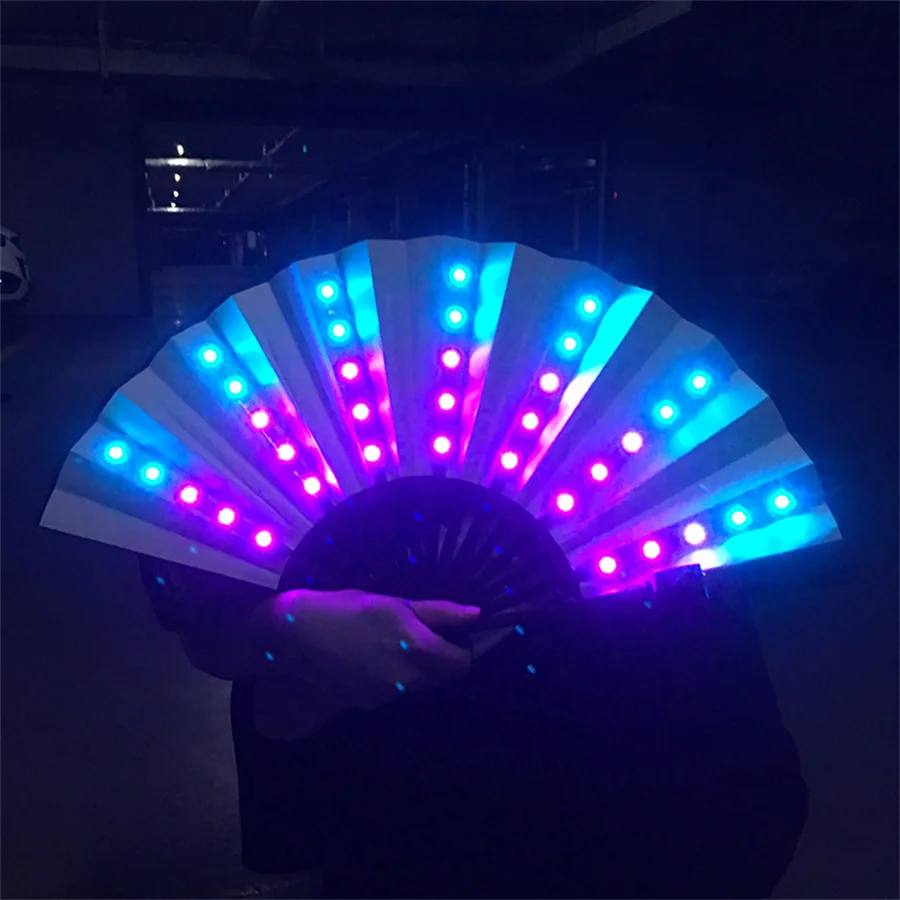 USB-Rechargeable-RGB-Folding-Fan-LED-Fan-With-Remote-Light-Up-Hand-Fan ...