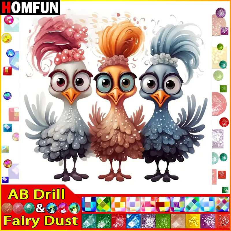 HOMFUN-Fairy-Dust-AB-Diamond-Painting-Full-Square-Round-Diamond-Animal ...