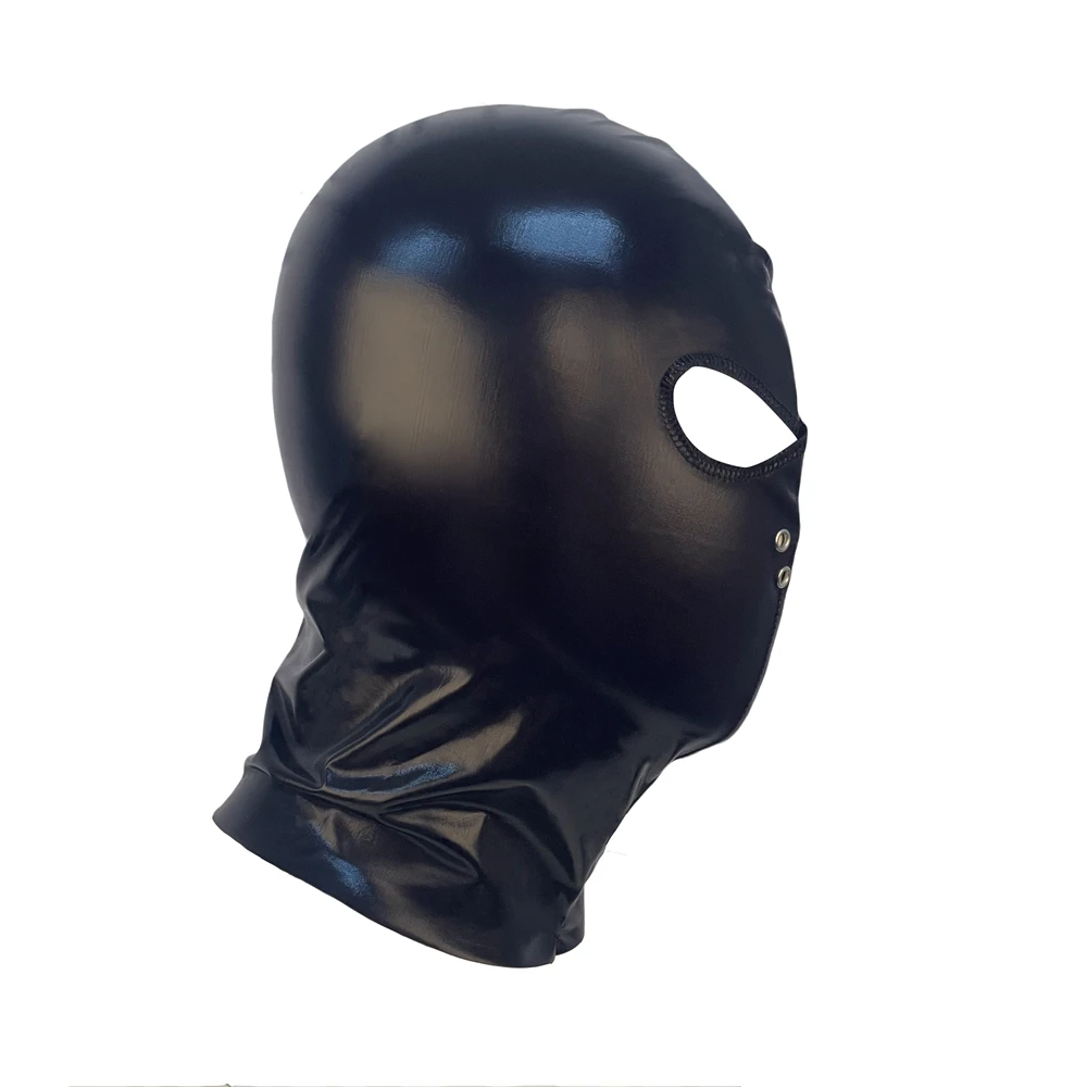 Adult Full Face Mask Headgear Unisex Black Faux Leather Head Cover ...