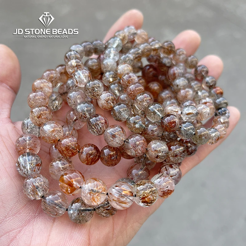 Natural-Black-Golden-Super-Seven-Quartz-Crystal-Bead-Bracelets-Women ...