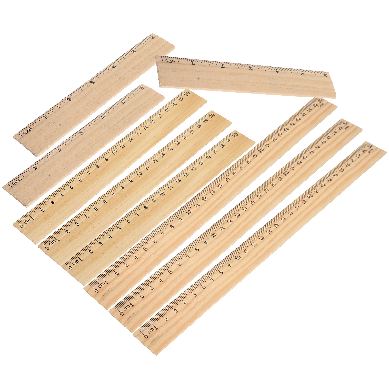 9-Pcs-Wooden-Ruler-Architect-Scale-Rulers-for-Office-Straight-Metric ...