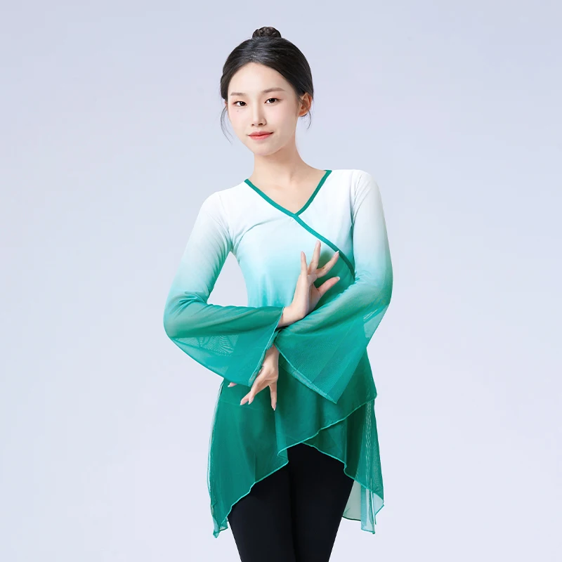 Dance-Tops-for-Women-Adults-Flare-Sleeve-Graduated-Color-Dance-Wear ...