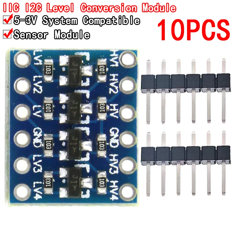 10pcs-4-channel-IIC-I2C-Logic-Level-Converter-Bi-Directional-Module-5V ...