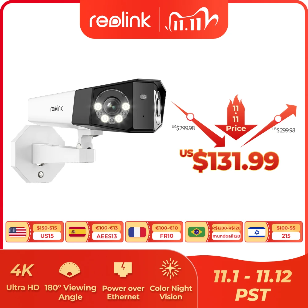 Reolink Duo 2 poe camera 4k Dual Lens outdoor security protection Human ...