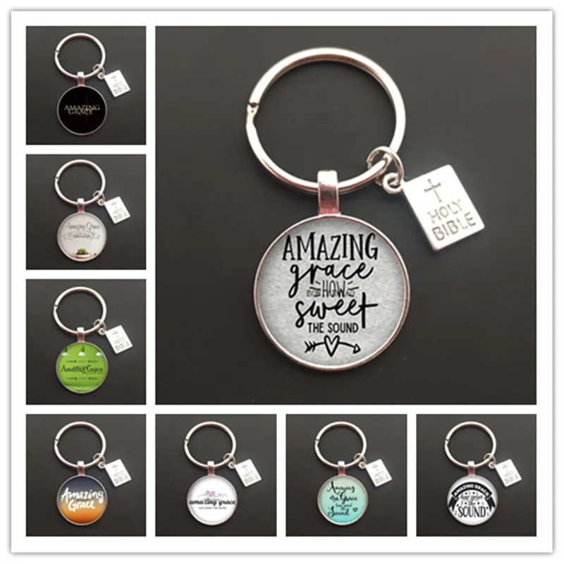 Handmade Bible verses keychain glass round Christian letters ...