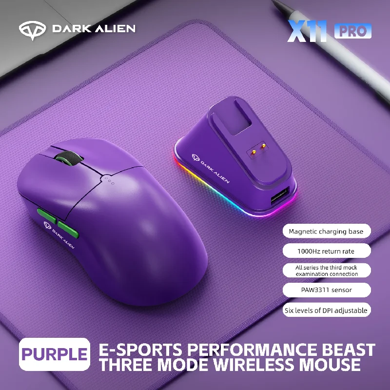 Ratón inalámbrico DARK ALIEN X11 Pro, ratón multimodo Bluetooth/2,4G ...