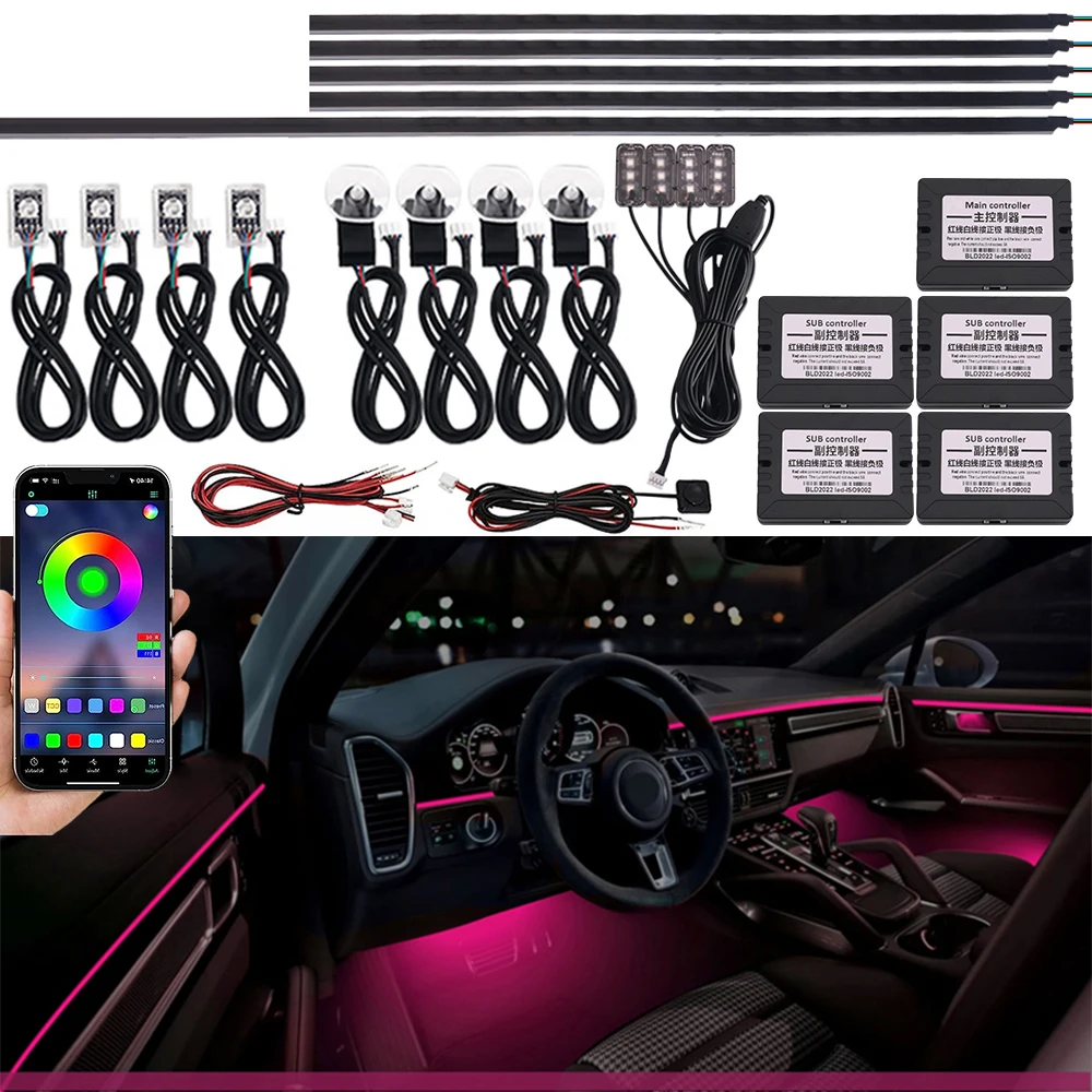 18-in-1-Car-Universal-LED-Ambient-Light-RGB-Neon-Strip-Acrylic-Interior ...