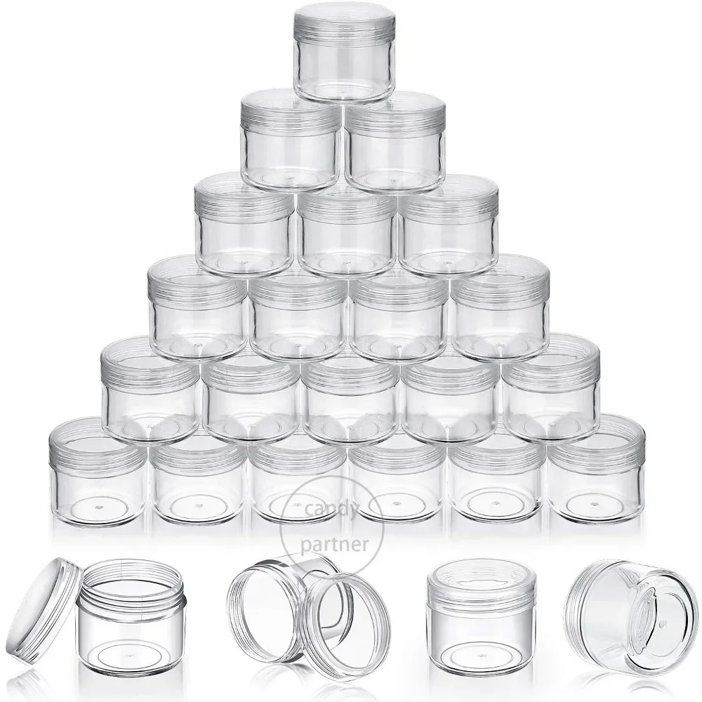 25PCS 5/10/15/20ml Empty Clear Plastic Pot Jars with Lids Protable ...