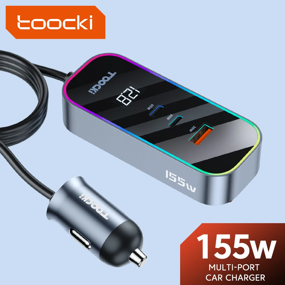 Toocki-155W-PD-Car-Charger-USB-Type-C-Fast-Charging-QC3-0-Multi-Port ...