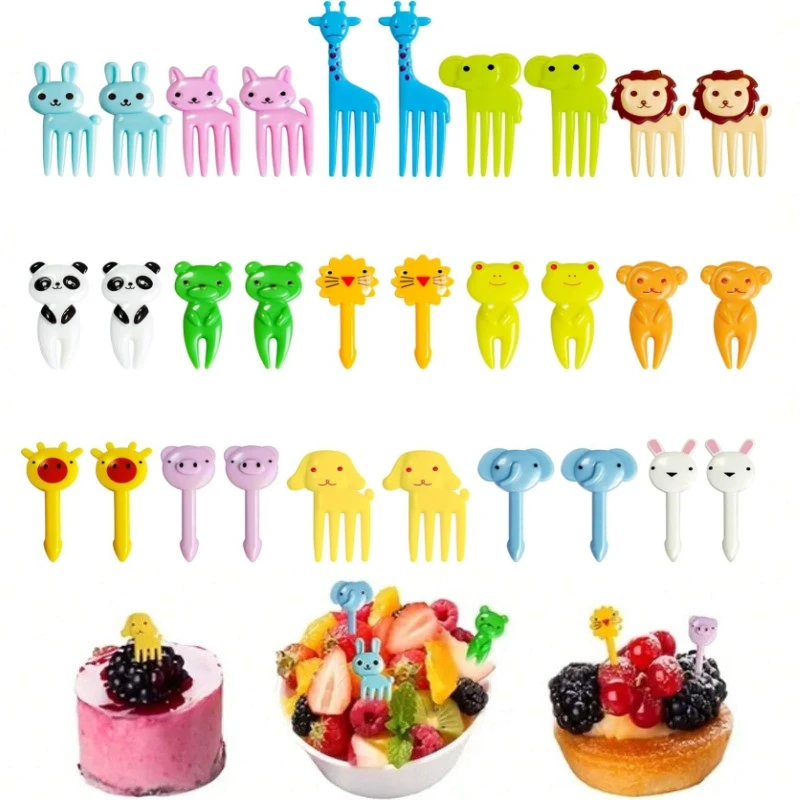 30pcs-cartoon-animal-fruit-fork-bento-Kitchen-Creative-cake-fork-picnic ...