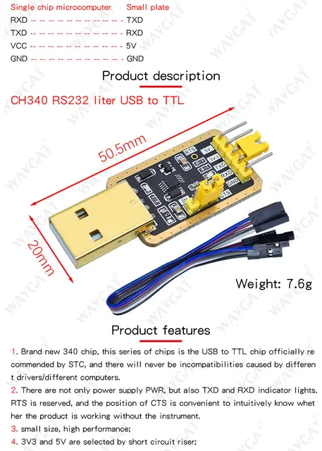 Usb To Uart CH340G CH340 USB TTL Serial Adapter UART FTDI Router Upgrade ESP8266 Arduino Usb To ...