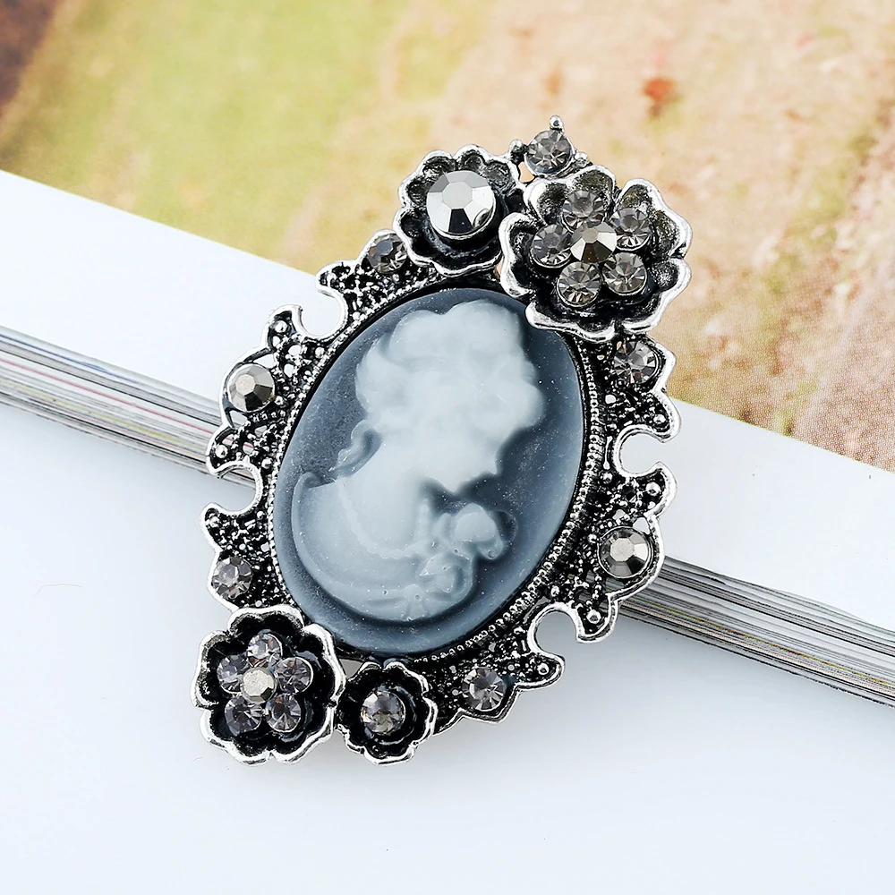 New-Vintage-Gothic-Style-Head-Statue-Cameo-Brooch-Rhinestone-Brooch-for ...