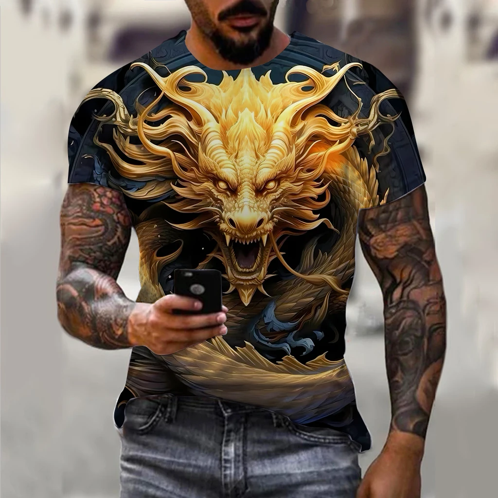 Men-s-T-shirt-Fashion-Chinese-Dragon-3d-Printed-T-Shirt-Animal-Pattern ...