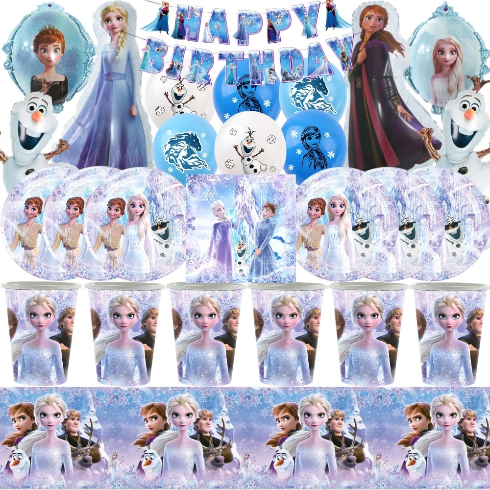 Frozen Elsa Anna Party Decoration Balloons Disposable Tableware Set ...
