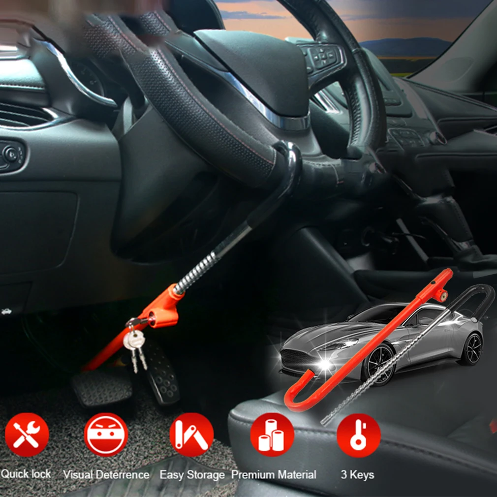 Universal Car Steering Wheel Anti-theft Lock Brake Lock Anti-cut Pedal ...