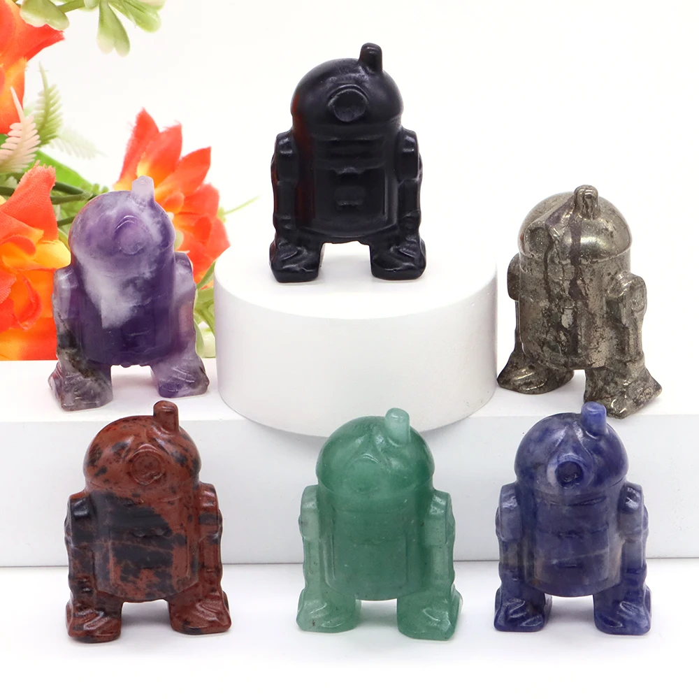 1-6-Cartoon-Robot-Statue-Natural-Stones-Quartz-Craft-Chakras-Decor ...