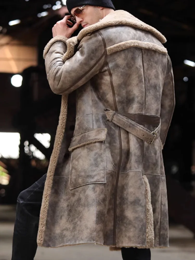 Jaqueta-de-couro-de-carneiro-genu-na-longa-de-inverno-masculino-peito ...