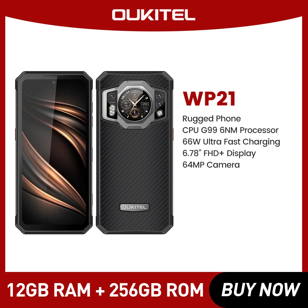Oukitel WP21 Rugged Night Vision Mobile Phone, Helio G99, 12GB, 256GB ...