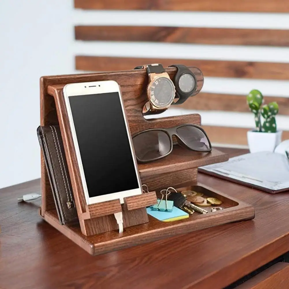 Wooden-Phone-Stand-Sturdy-Phone-Holder-Wooden-Desk-Organizer-with-Phone ...