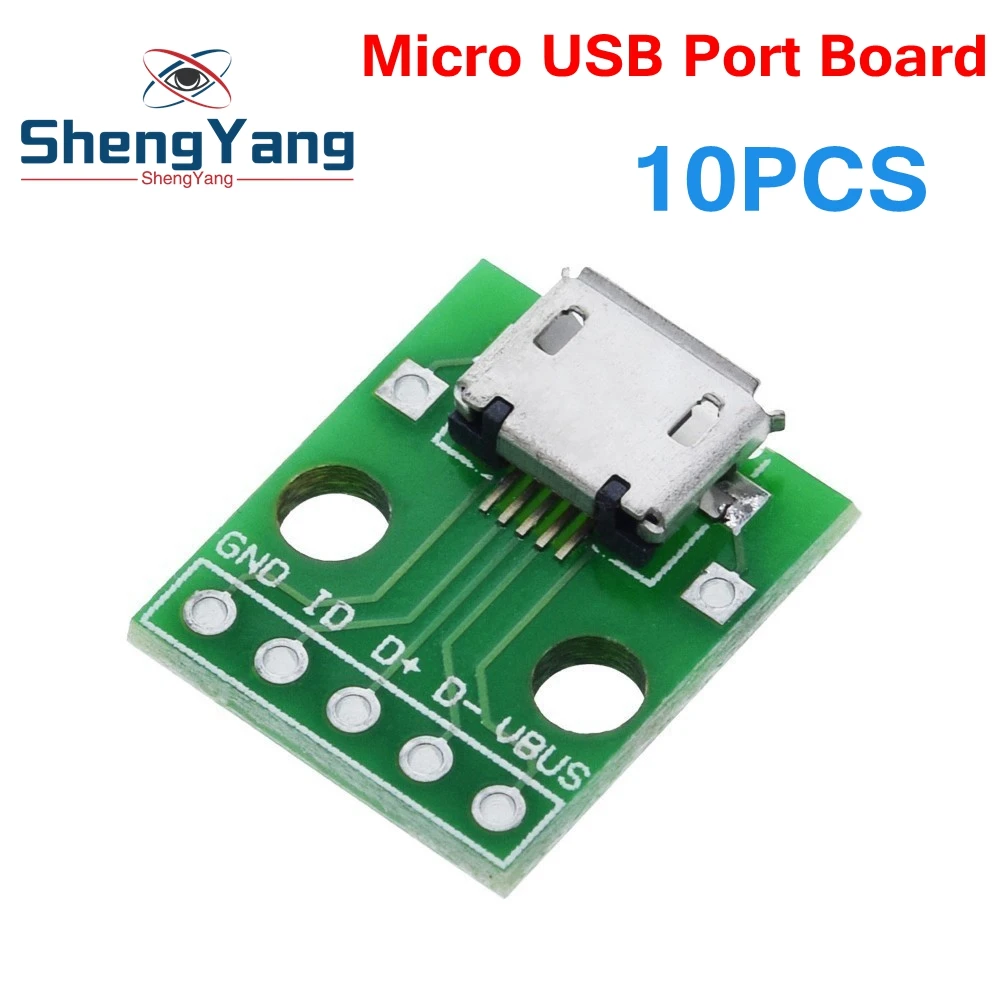 10pcs Micro Usb To Dip Adapter 5pin Female Connector B Type Pcb ...