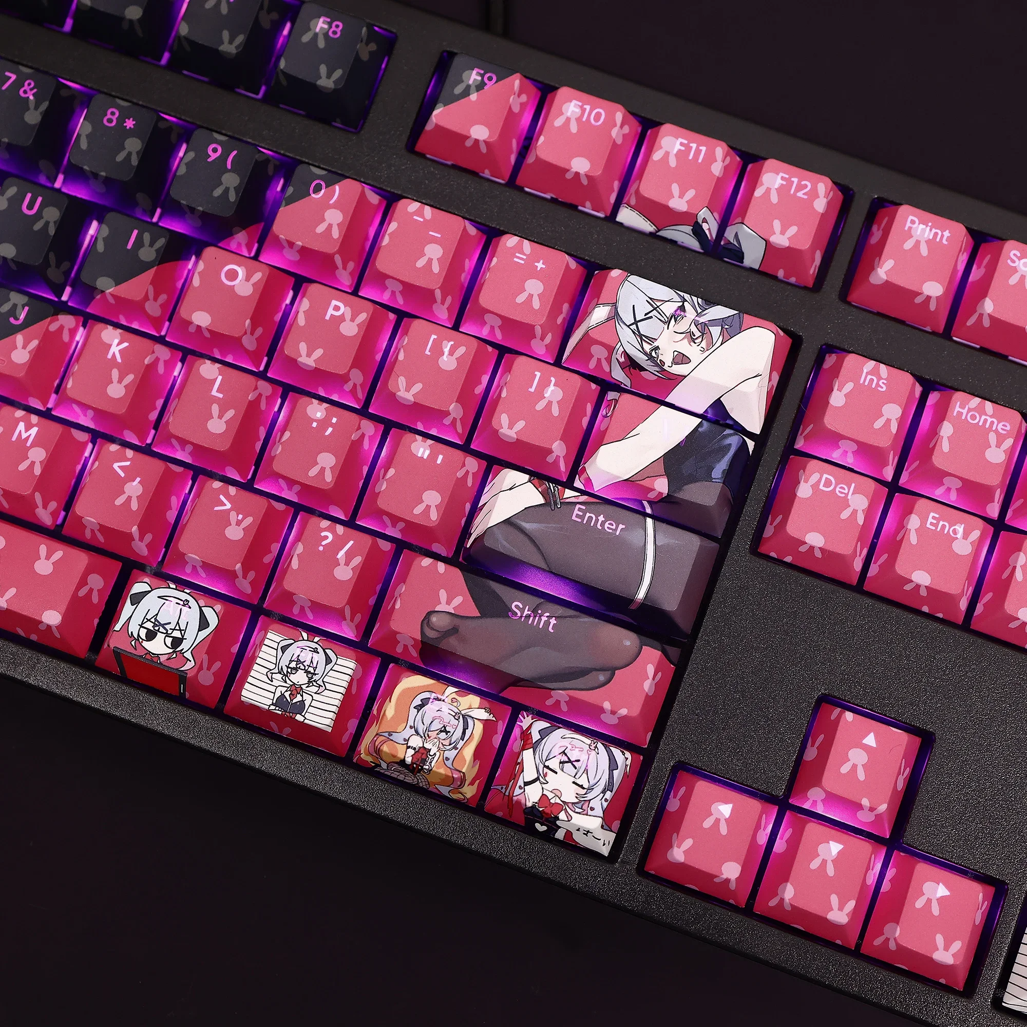 Juego-de-teclas-Miku-Rabbit-Hole-para-Cosplay-teclas-PBT-bonitas-perfil ...