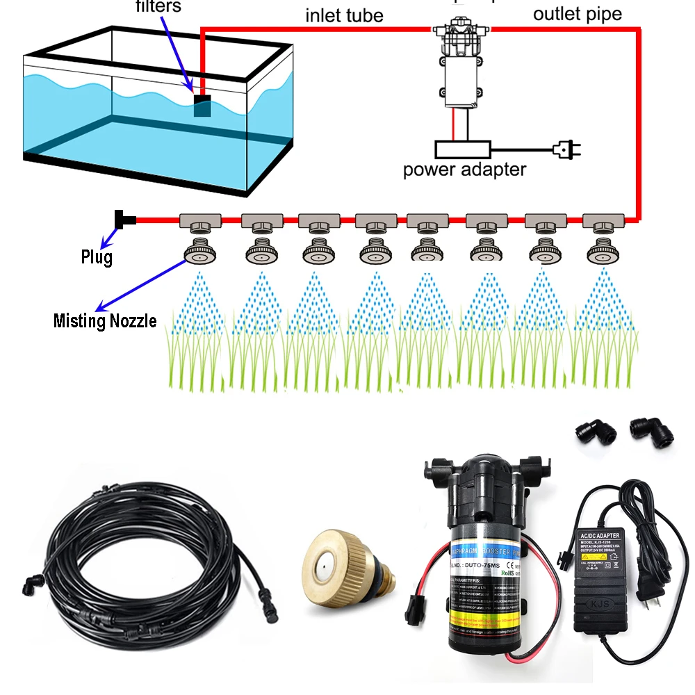 Booster Silent Mist Spray Self priming Diaphragm Pump Kit Greenhouse ...