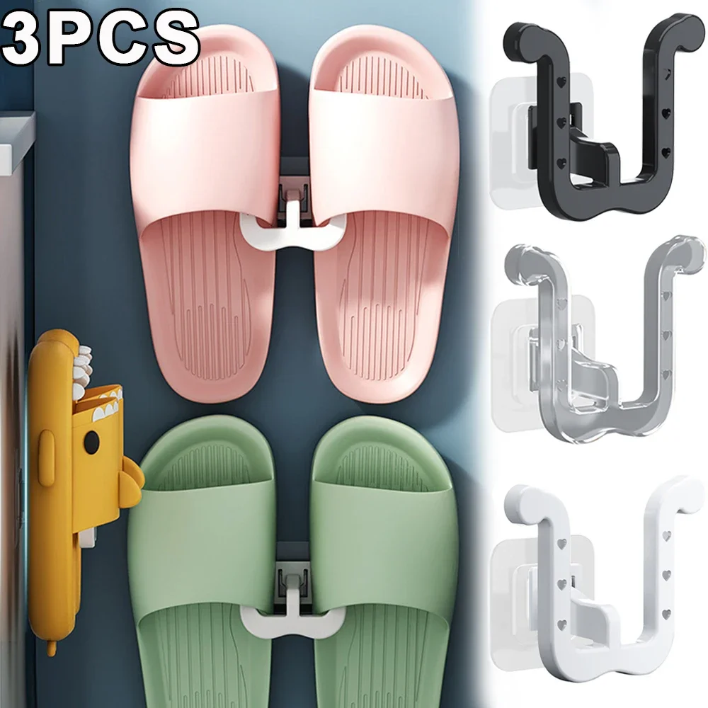 3-1Pcs-Slippers-Rack-Punch-Free-Bathroom-Slipper-Organizer-Hook-Toilet ...